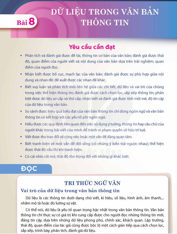 Bài 8: Dữ Liệu Trong Văn Bản Thông Tin | Lớp 11 - Kết Nối Tri Thức Với Cuộc Sống - Ngữ Văn Tập 2