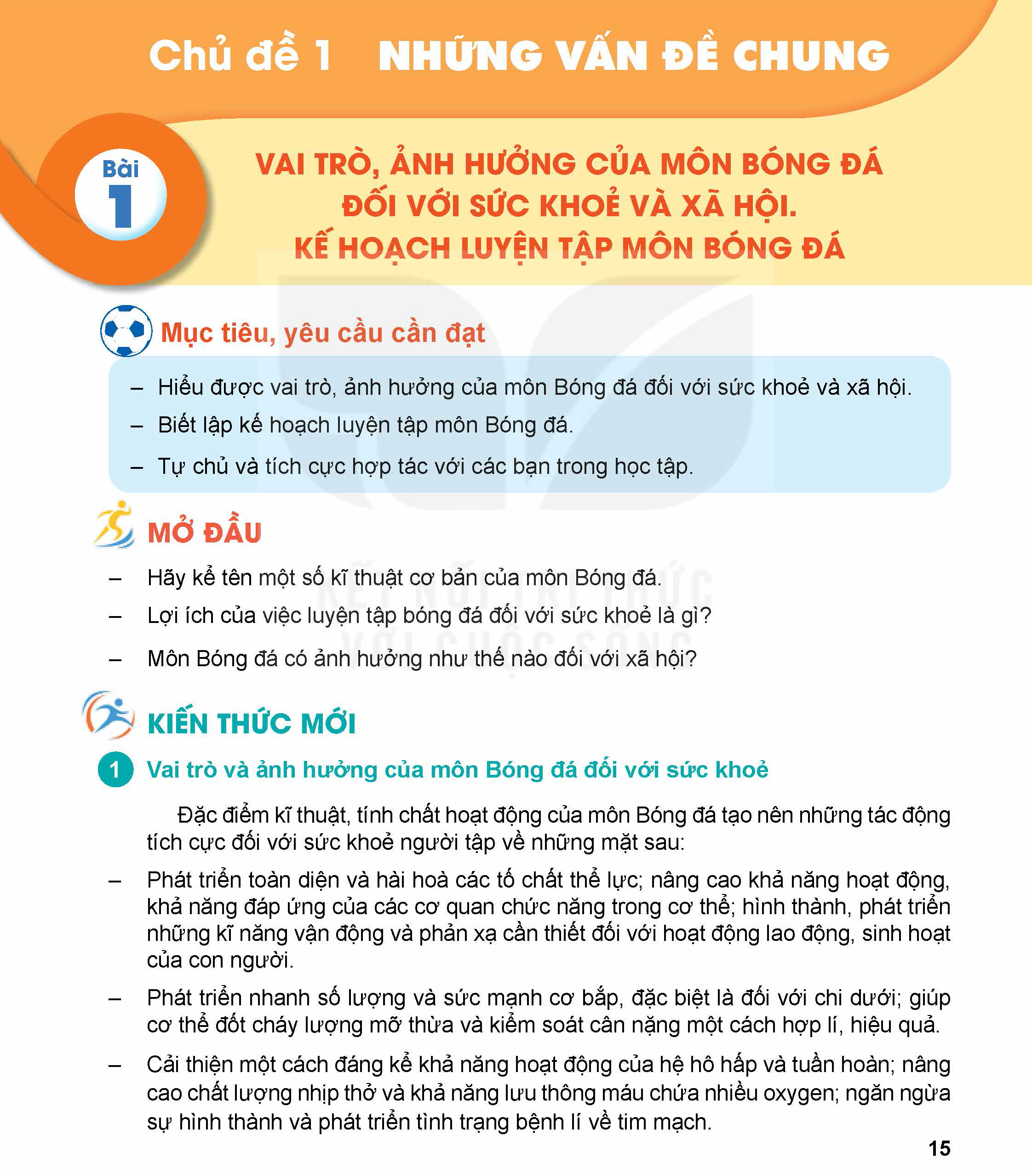 Bài 1: Vai trò, ảnh hưởng của môn Bóng đá đối với sức khoẻ và xã hội ...