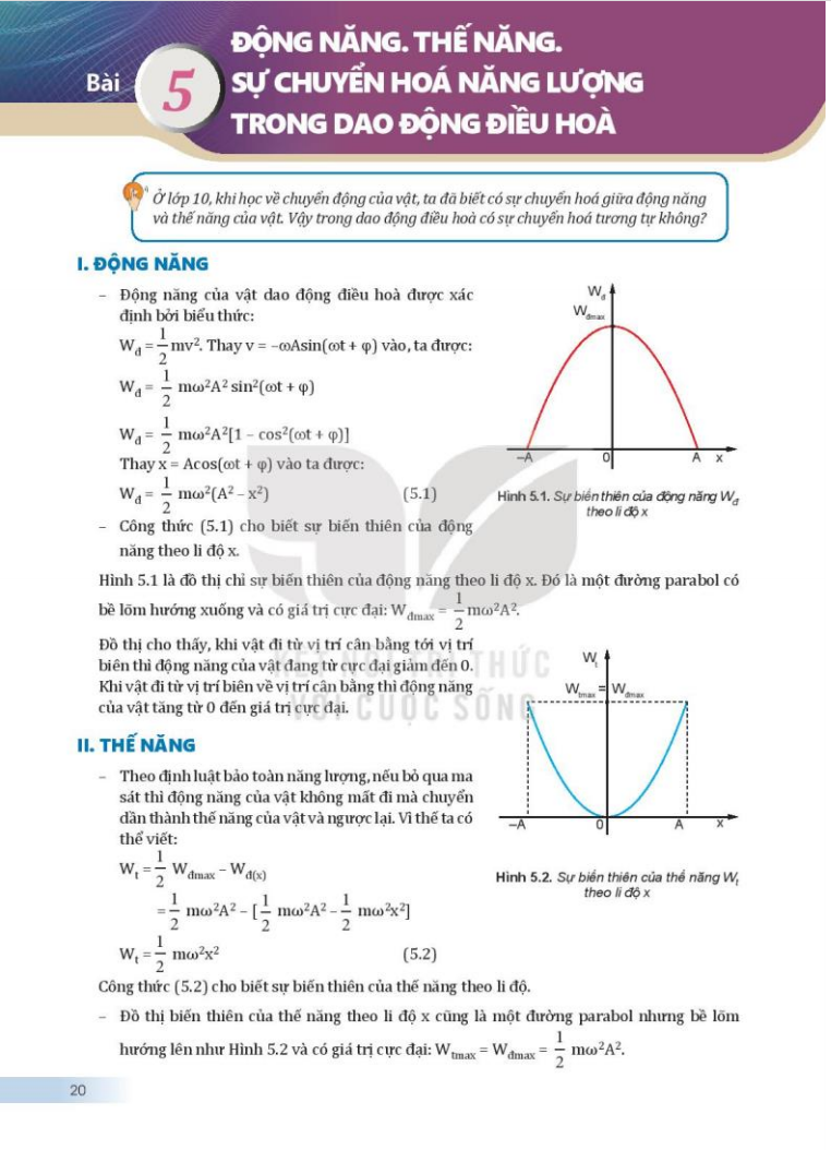 Bài 5: Động năng. Thế năng. Sự chuyển hoá năng lượng trong dao động điều hoà | Giải bài tập Vật ...