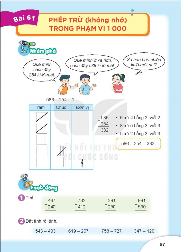 BÀI 61: PHÉP TRỪ (không nhớ) TRONG PHẠM VI 1 000 | Toán 2 - Tập Hai | CHỦ ĐỀ 12: PHÉP CỘNG, PHÉP ...